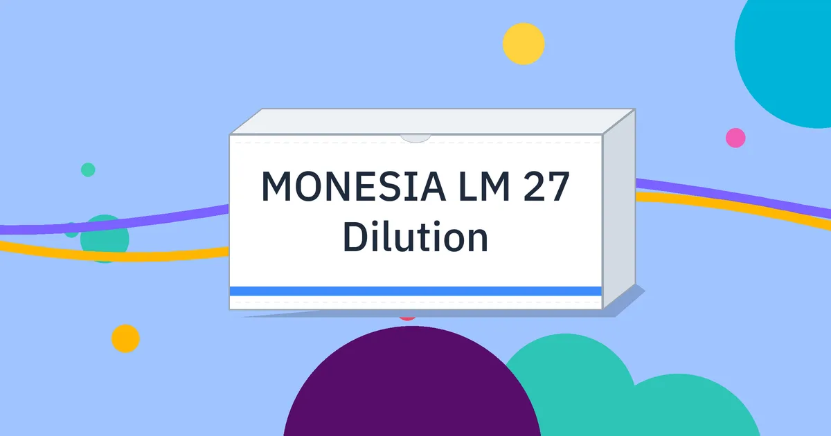 Symbolbild: Packung mit der Aufschrift MONESIA LM 27 Dilution (PZN 13610935) – Verfügbarkeit und Bezug in Apotheken in Frankfurt am Main