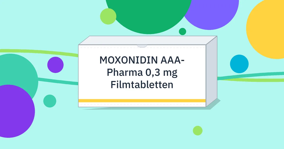 Symbolbild: Packung mit der Aufschrift MOXONIDIN AAA-Pharma 0,3 mg Filmtabletten (PZN 04411591) – Verfügbarkeit und Bezug in Apotheken in Frankfurt am Main