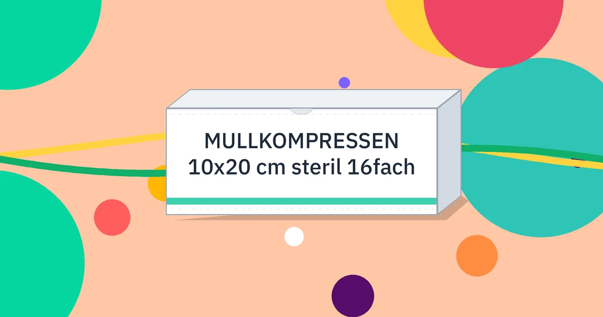 Symbolbild: Packung mit der Aufschrift MULLKOMPRESSEN 10x20 cm steril 16fach (PZN 00273637) – Verfügbarkeit und Bezug in Apotheken in Frankfurt am Main