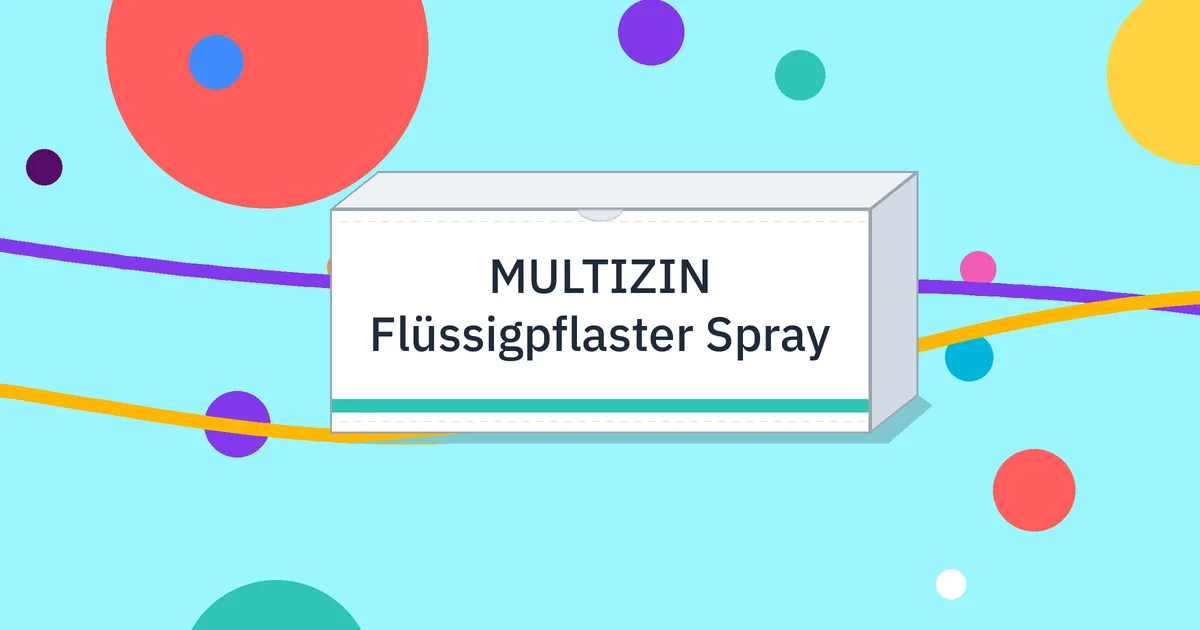Symbolbild: Packung mit der Aufschrift MULTIZIN Flüssigpflaster Spray (PZN 16869036) – Verfügbarkeit und Bezug in Apotheken in Frankfurt am Main