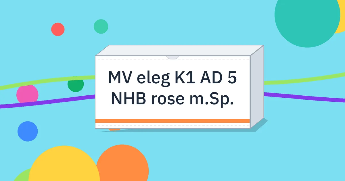 Symbolbild: Packung mit der Aufschrift MV eleg K1 AD 5 NHB rose m.Sp. (PZN 15674543) – Verfügbarkeit und Bezug in Apotheken in Frankfurt am Main
