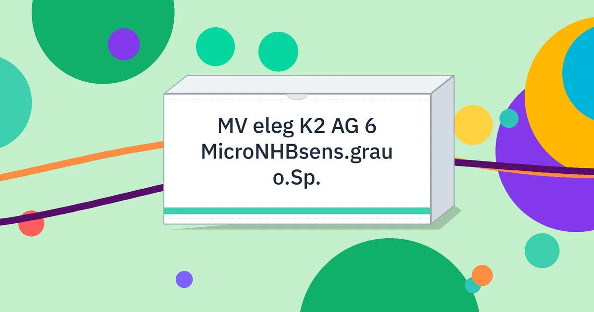 Symbolbild: Packung mit der Aufschrift MV eleg K2 AG 6 MicroNHBsens.grau o.Sp. (PZN 18930171) – Verfügbarkeit und Bezug in Apotheken in Frankfurt am Main