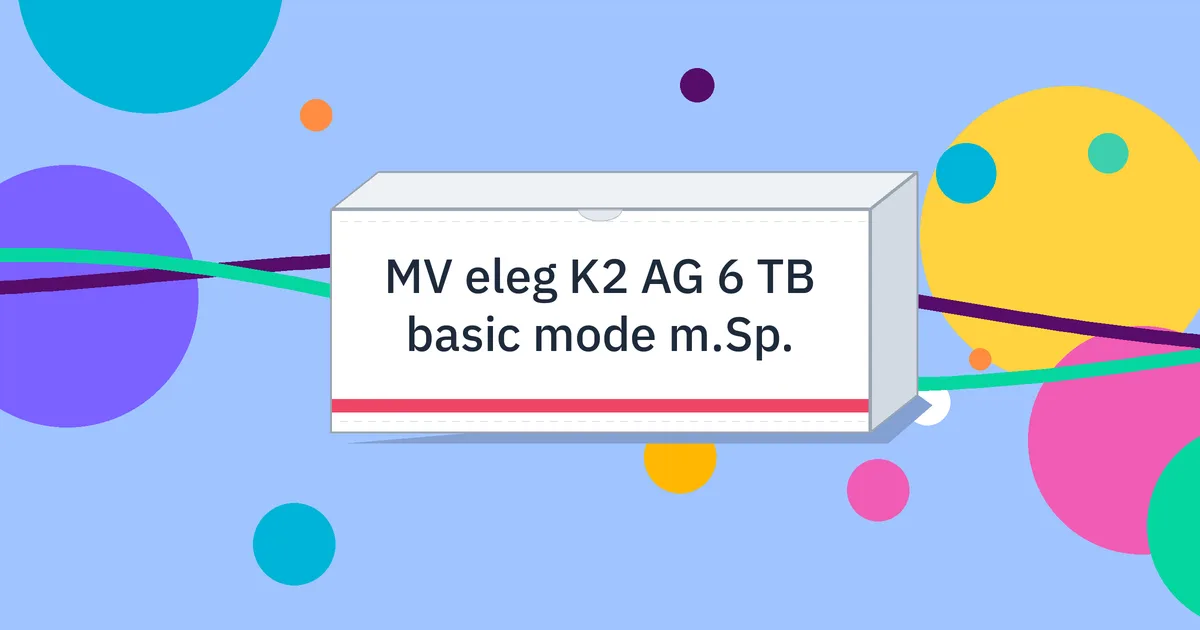 Symbolbild: Packung mit der Aufschrift MV eleg K2 AG 6 TB basic mode m.Sp. (PZN 09876018) – Verfügbarkeit und Bezug in Apotheken in Frankfurt am Main