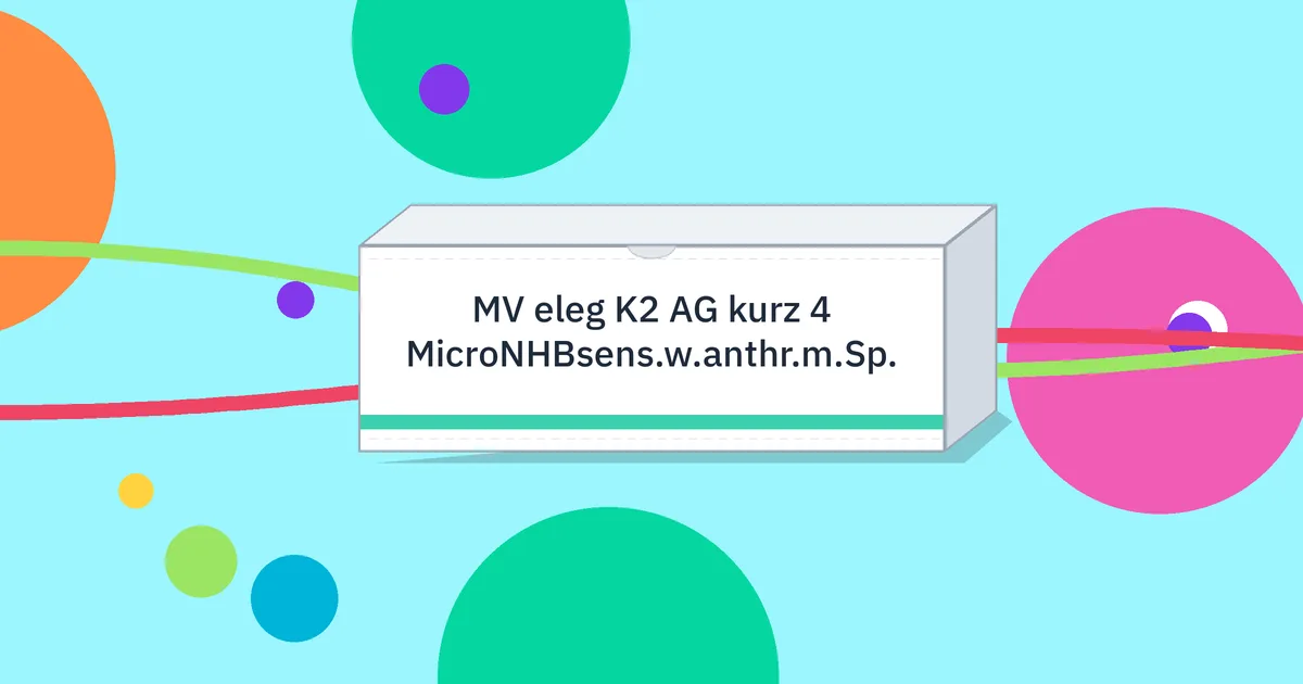 Symbolbild: Packung mit der Aufschrift MV eleg K2 AG kurz 4 MicroNHBsens.w.anthr.m.Sp. (PZN 16071373) – Verfügbarkeit und Bezug in Apotheken in Frankfurt am Main