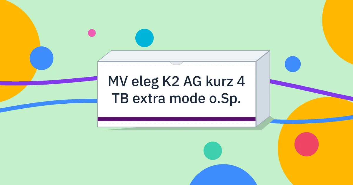 Symbolbild: Packung mit der Aufschrift MV eleg K2 AG kurz 4 TB extra mode o.Sp. (PZN 09879086) – Verfügbarkeit und Bezug in Apotheken in Frankfurt am Main
