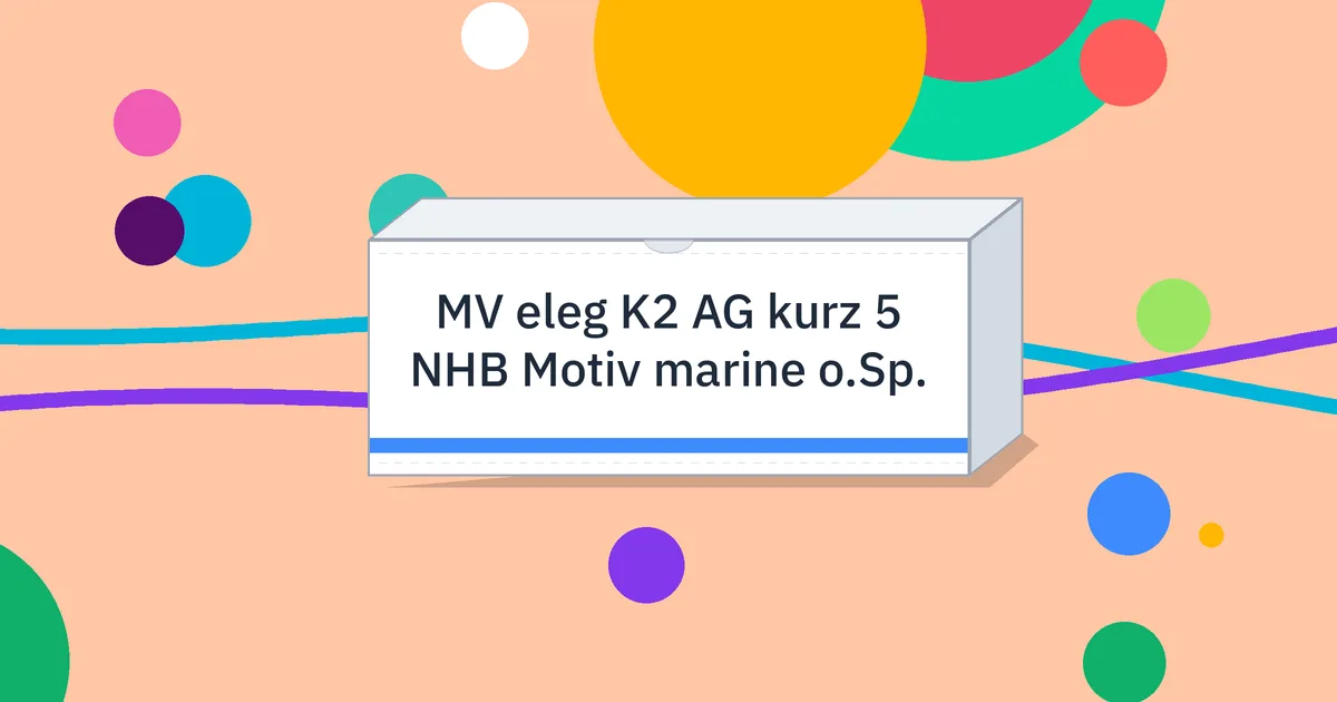 Symbolbild: Packung mit der Aufschrift MV eleg K2 AG kurz 5 NHB Motiv marine o.Sp. (PZN 15708785) – Verfügbarkeit und Bezug in Apotheken in Frankfurt am Main
