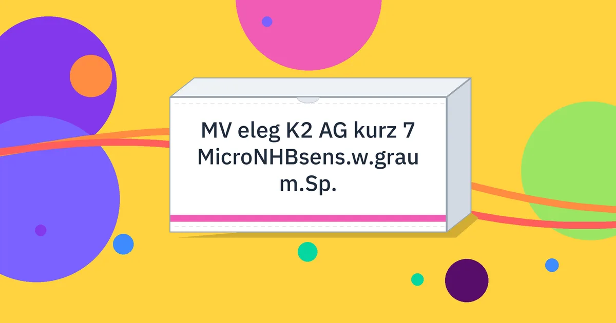 Symbolbild: Packung mit der Aufschrift MV eleg K2 AG kurz 7 MicroNHBsens.w.grau m.Sp. (PZN 18927387) – Verfügbarkeit und Bezug in Apotheken in Frankfurt am Main
