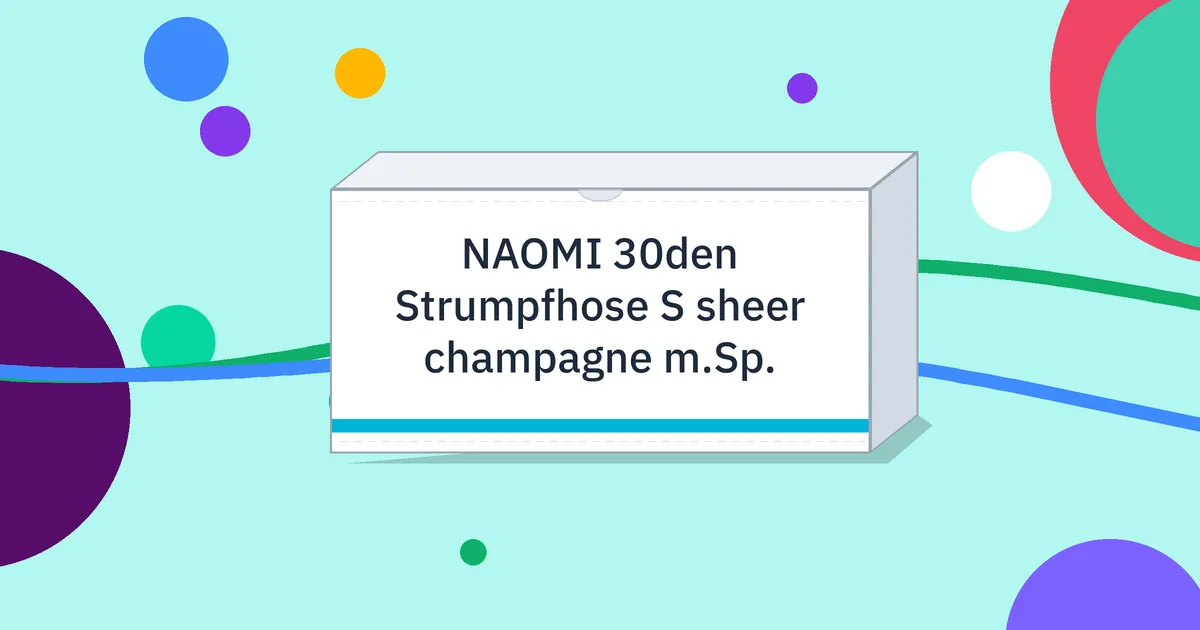 Symbolbild: Packung mit der Aufschrift NAOMI 30den Strumpfhose S sheer champagne m.Sp. (PZN 16178964) – Verfügbarkeit und Bezug in Apotheken in Frankfurt am Main