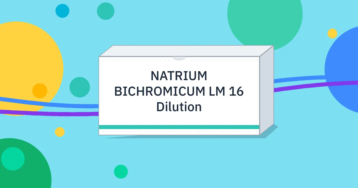 Symbolbild: Packung mit der Aufschrift NATRIUM BICHROMICUM LM 16 Dilution (PZN 12960805) – Verfügbarkeit und Bezug in Apotheken in Frankfurt am Main