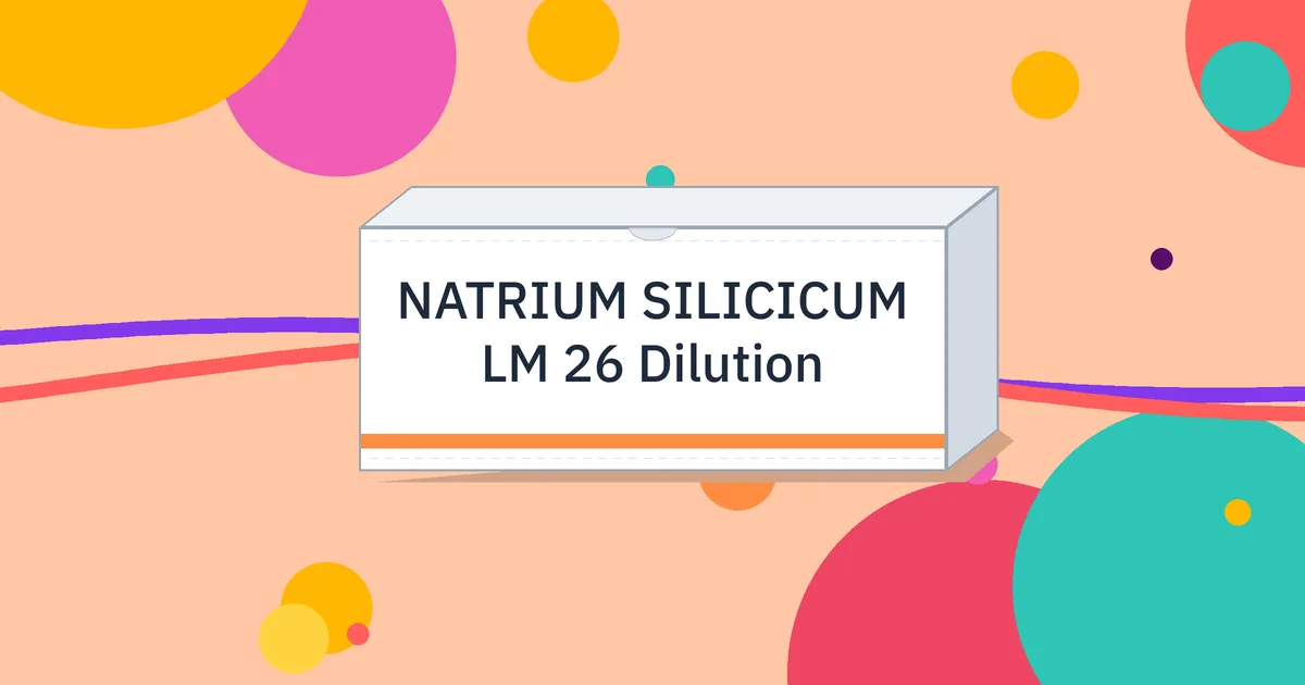 Symbolbild: Packung mit der Aufschrift NATRIUM SILICICUM LM 26 Dilution (PZN 12966989) – Verfügbarkeit und Bezug in Apotheken in Frankfurt am Main