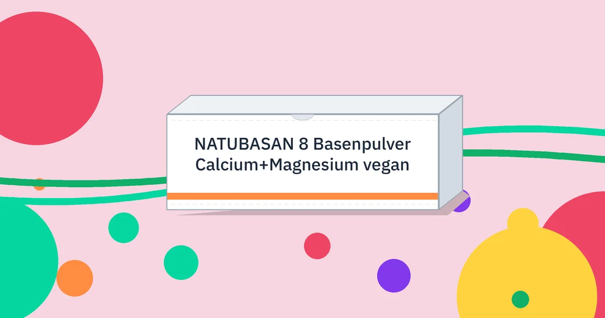 Symbolbild: Packung mit der Aufschrift NATUBASAN 8 Basenpulver Calcium+Magnesium vegan (PZN 20089611) – Verfügbarkeit und Bezug in Apotheken in Frankfurt am Main
