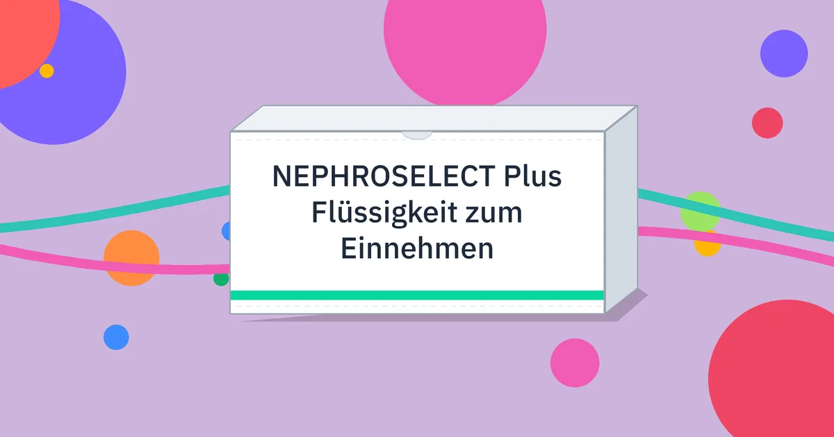 Symbolbild: Packung mit der Aufschrift NEPHROSELECT Plus Flüssigkeit zum Einnehmen (PZN 19350524) – Verfügbarkeit und Bezug in Apotheken in Frankfurt am Main