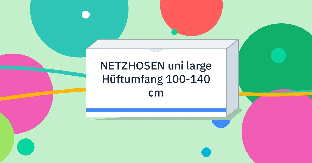 Symbolbild: Packung mit der Aufschrift NETZHOSEN uni large Hüftumfang 100-140 cm (PZN 09477608) – Verfügbarkeit und Bezug in Apotheken in Frankfurt am Main