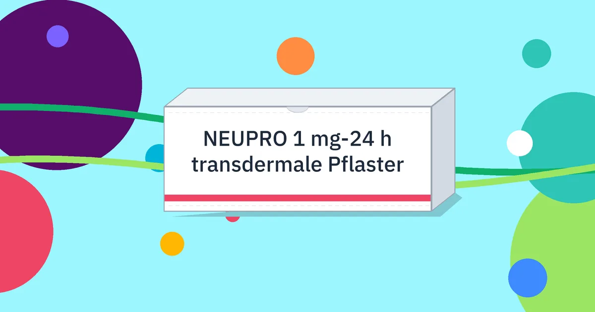 Symbolbild: Packung mit der Aufschrift NEUPRO 1 mg-24 h transdermale Pflaster (PZN 09333499) – Verfügbarkeit und Bezug in Apotheken in Frankfurt am Main