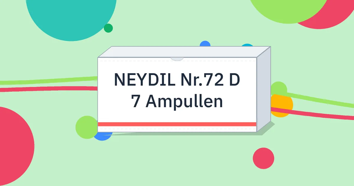 Symbolbild: Packung mit der Aufschrift NEYDIL Nr.72 D 7 Ampullen (PZN 06487368) – Verfügbarkeit und Bezug in Apotheken in Frankfurt am Main