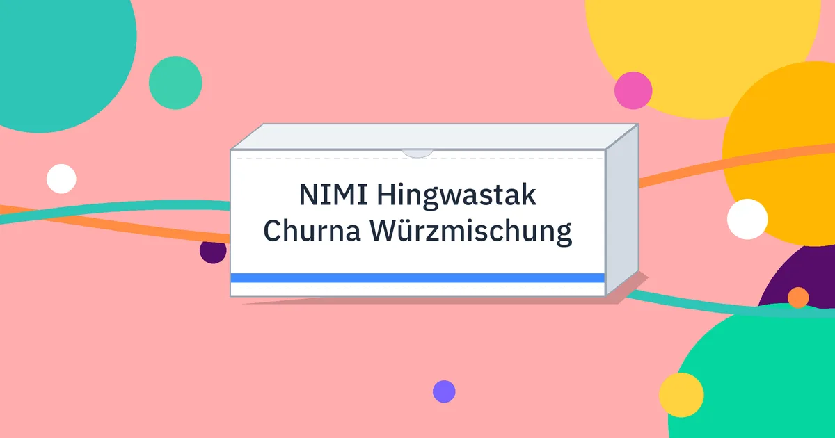 Symbolbild: Packung mit der Aufschrift NIMI Hingwastak Churna Würzmischung (PZN 14234931) – Verfügbarkeit und Bezug in Apotheken in Frankfurt am Main
