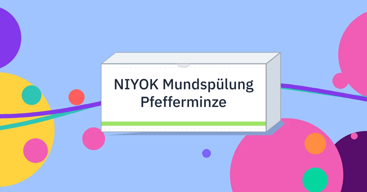 Symbolbild: Packung mit der Aufschrift NIYOK Mundspülung Pfefferminze (PZN 18836354) – Verfügbarkeit und Bezug in Apotheken in Frankfurt am Main