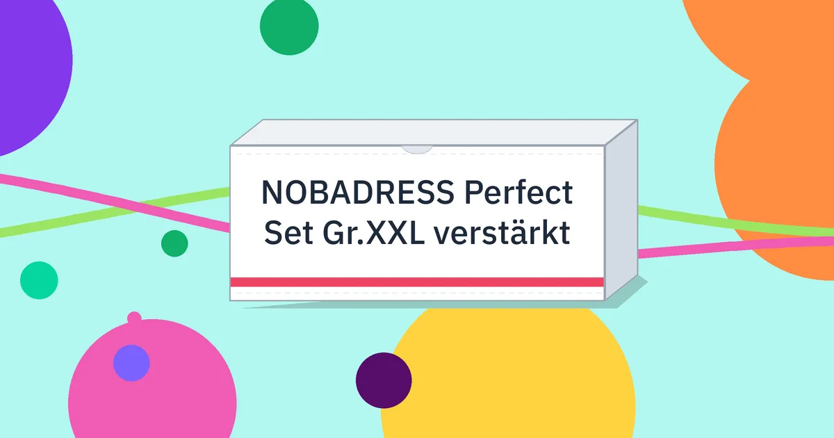 Symbolbild: Packung mit der Aufschrift NOBADRESS Perfect Set Gr.XXL verstärkt (PZN 04133873) – Verfügbarkeit und Bezug in Apotheken in Frankfurt am Main