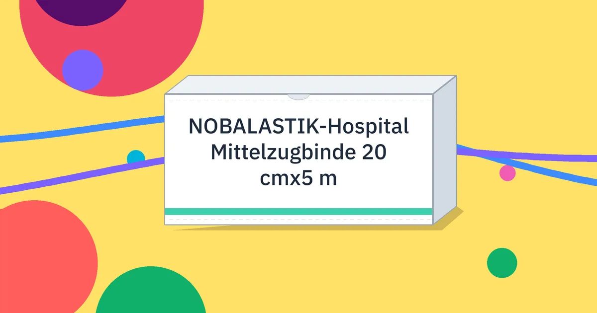 Symbolbild: Packung mit der Aufschrift NOBALASTIK-Hospital Mittelzugbinde 20 cmx5 m (PZN 00032371) – Verfügbarkeit und Bezug in Apotheken in Frankfurt am Main