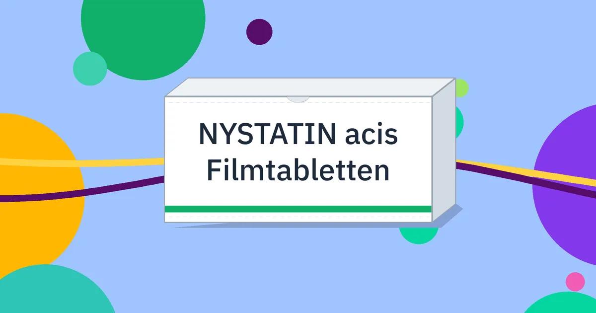 Symbolbild: Packung mit der Aufschrift NYSTATIN acis Filmtabletten (PZN 07371219) – Verfügbarkeit und Bezug in Apotheken in Frankfurt am Main