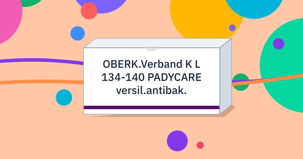 Symbolbild: Packung mit der Aufschrift OBERK.Verband K L 134-140 PADYCARE versil.antibak. (PZN 10938641) – Verfügbarkeit und Bezug in Apotheken in Frankfurt am Main