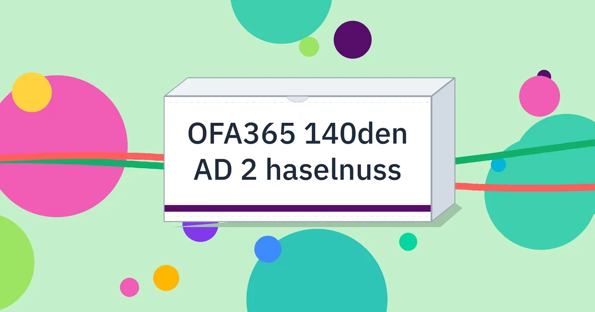 Symbolbild: Packung mit der Aufschrift OFA365 140den AD 2 haselnuss (PZN 16722758) – Verfügbarkeit und Bezug in Apotheken in Frankfurt am Main