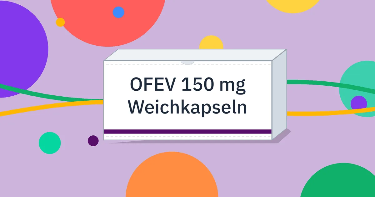 Symbolbild: Packung mit der Aufschrift OFEV 150 mg Weichkapseln (PZN 14244533) – Verfügbarkeit und Bezug in Apotheken in Frankfurt am Main