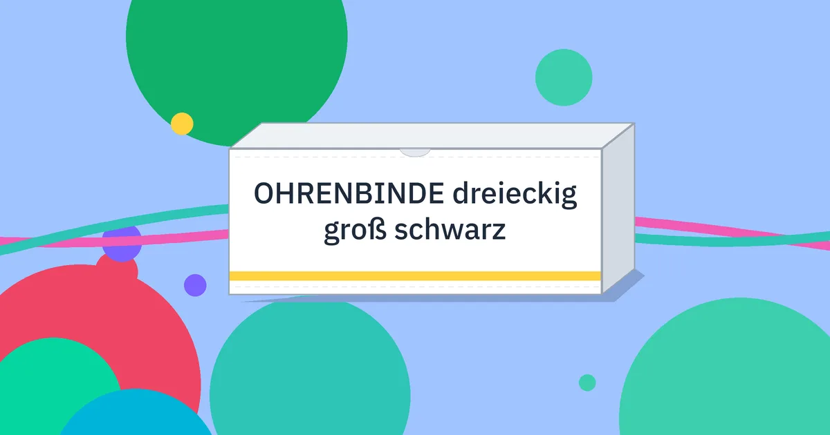 Symbolbild: Packung mit der Aufschrift OHRENBINDE dreieckig groß schwarz (PZN 13164482) – Verfügbarkeit und Bezug in Apotheken in Frankfurt am Main