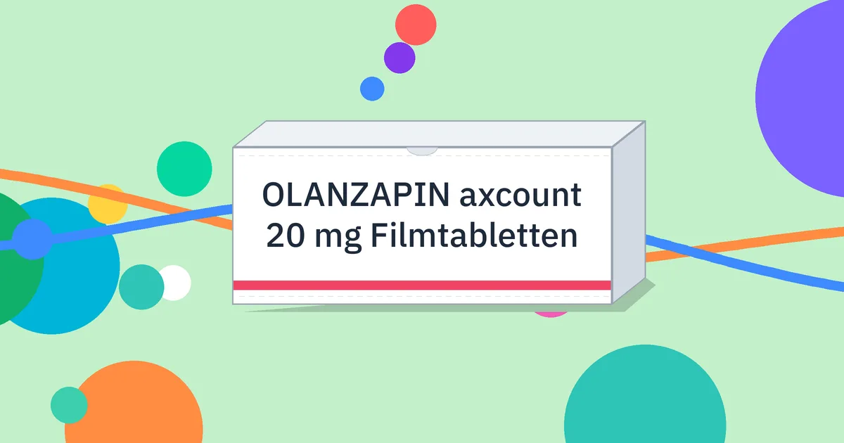 Symbolbild: Packung mit der Aufschrift OLANZAPIN axcount 20 mg Filmtabletten (PZN 10522260) – Verfügbarkeit und Bezug in Apotheken in Frankfurt am Main