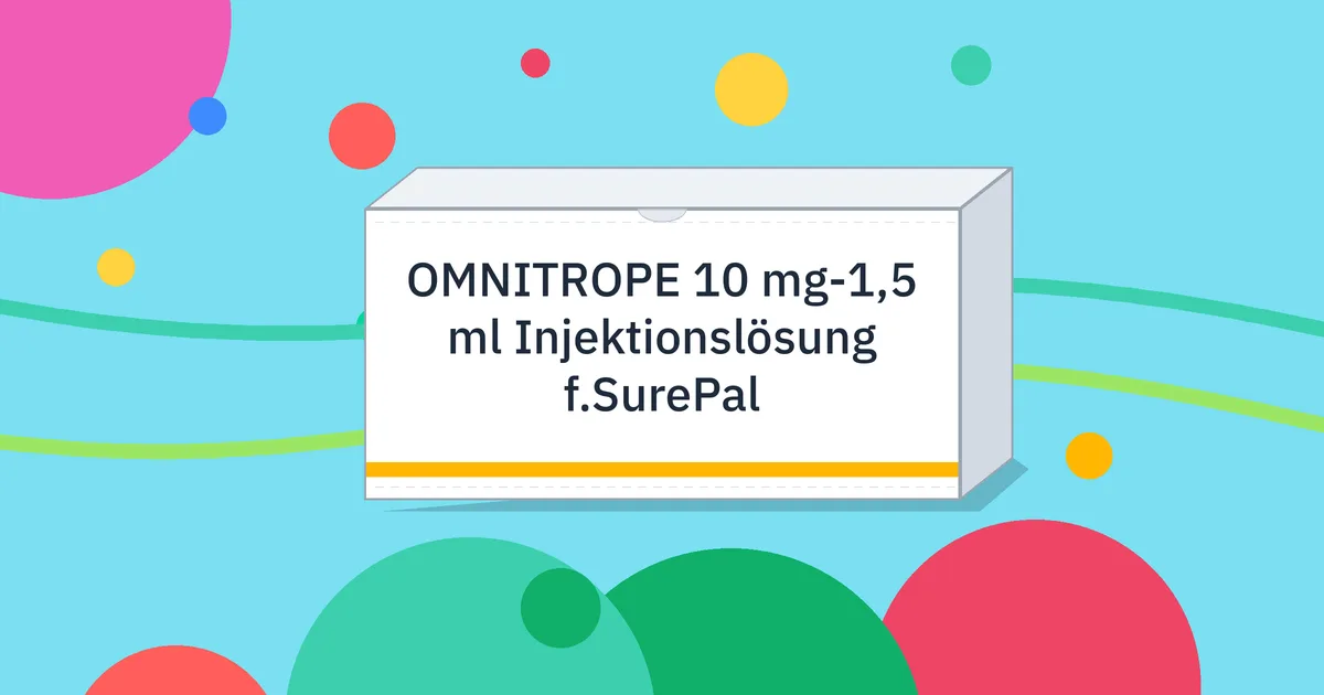 Symbolbild: Packung mit der Aufschrift OMNITROPE 10 mg-1,5 ml Injektionslösung f.SurePal (PZN 19711471) – Verfügbarkeit und Bezug in Apotheken in Frankfurt am Main