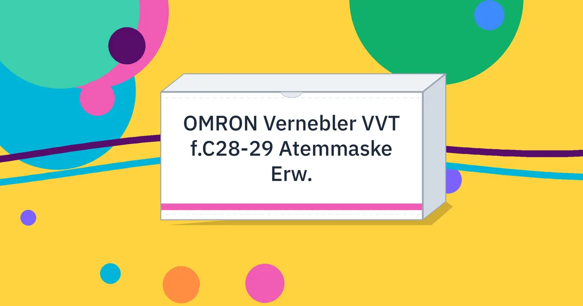 Symbolbild: Packung mit der Aufschrift OMRON Vernebler VVT f.C28-29 Atemmaske Erw. (PZN 00695752) – Verfügbarkeit und Bezug in Apotheken in Frankfurt am Main