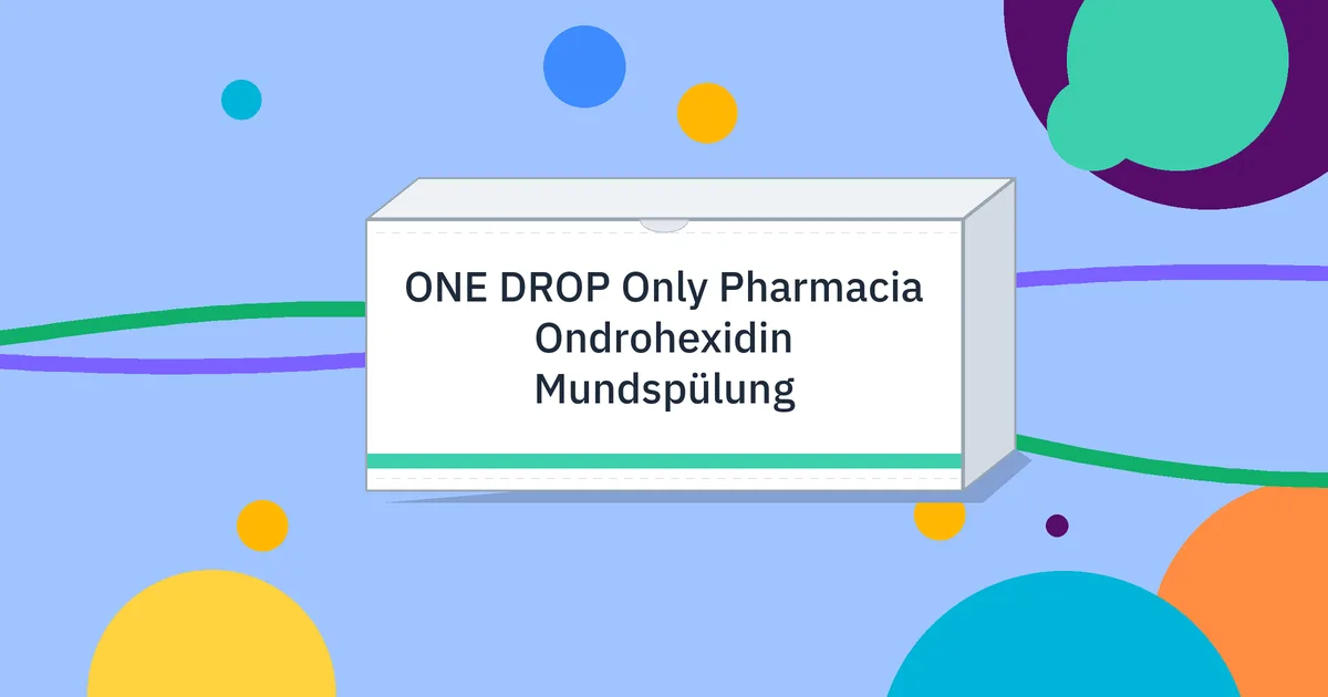 Symbolbild: Packung mit der Aufschrift ONE DROP Only Pharmacia Ondrohexidin Mundspülung (PZN 16587898) – Verfügbarkeit und Bezug in Apotheken in Frankfurt am Main