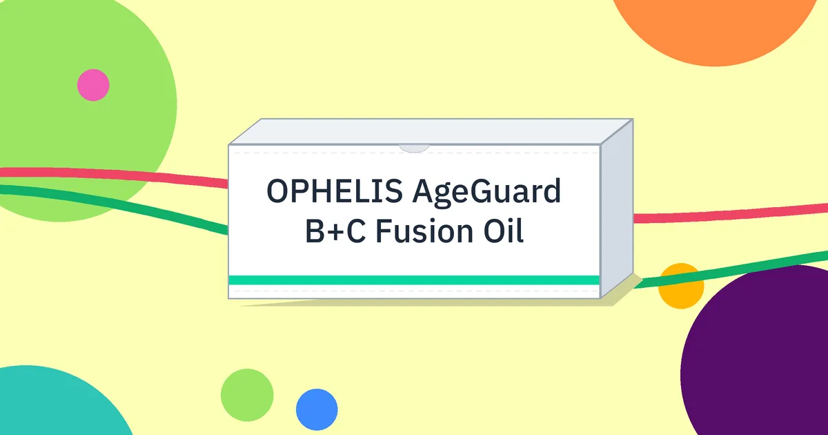 Symbolbild: Packung mit der Aufschrift OPHELIS AgeGuard B+C Fusion Oil (PZN 19400593) – Verfügbarkeit und Bezug in Apotheken in Frankfurt am Main