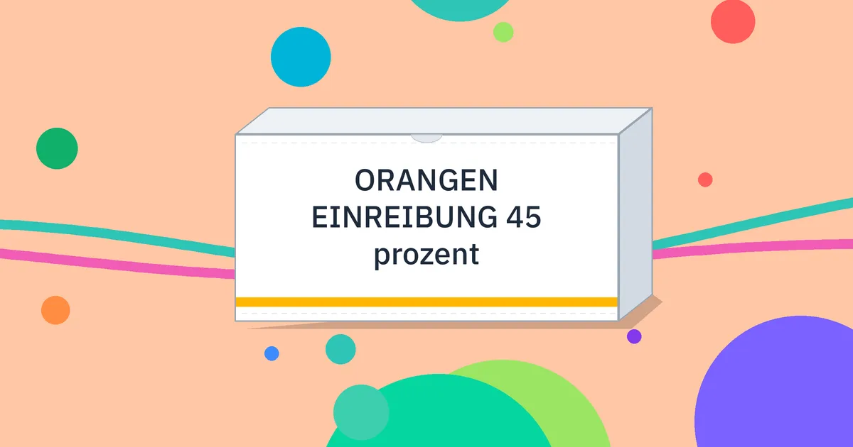 Symbolbild: Packung mit der Aufschrift ORANGEN EINREIBUNG 45 prozent (PZN 00667477) – Verfügbarkeit und Bezug in Apotheken in Frankfurt am Main