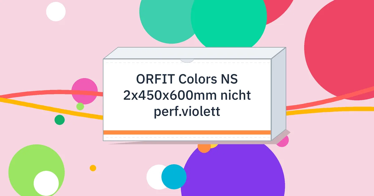 Symbolbild: Packung mit der Aufschrift ORFIT Colors NS 2x450x600mm nicht perf.violett (PZN 19396928) – Verfügbarkeit und Bezug in Apotheken in Frankfurt am Main