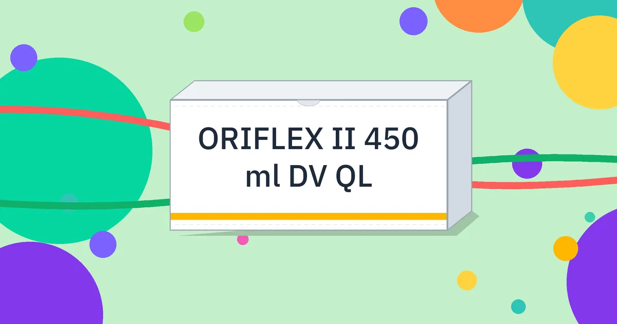 Symbolbild: Packung mit der Aufschrift ORIFLEX II 450 ml DV QL (PZN 17485898) – Verfügbarkeit und Bezug in Apotheken in Frankfurt am Main