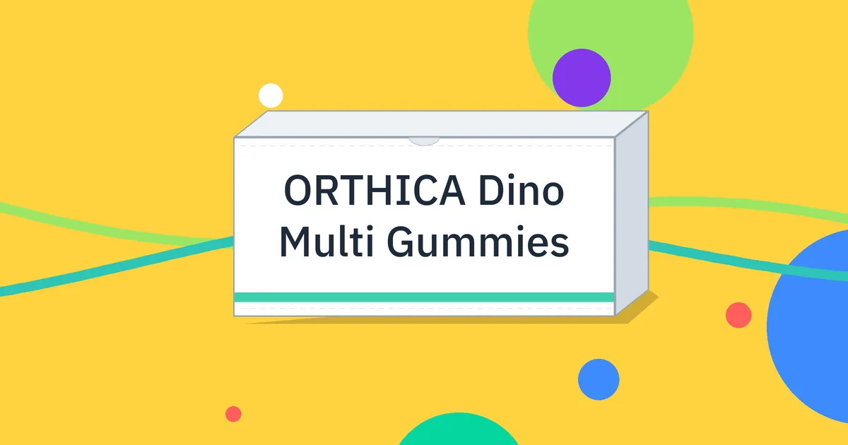 Symbolbild: Packung mit der Aufschrift ORTHICA Dino Multi Gummies (PZN 19427066) – Verfügbarkeit und Bezug in Apotheken in Frankfurt am Main