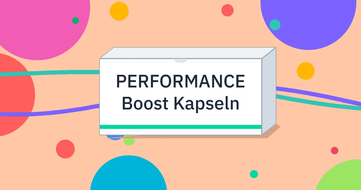 Symbolbild: Packung mit der Aufschrift PERFORMANCE Boost Kapseln (PZN 19054470) – Verfügbarkeit und Bezug in Apotheken in Frankfurt am Main