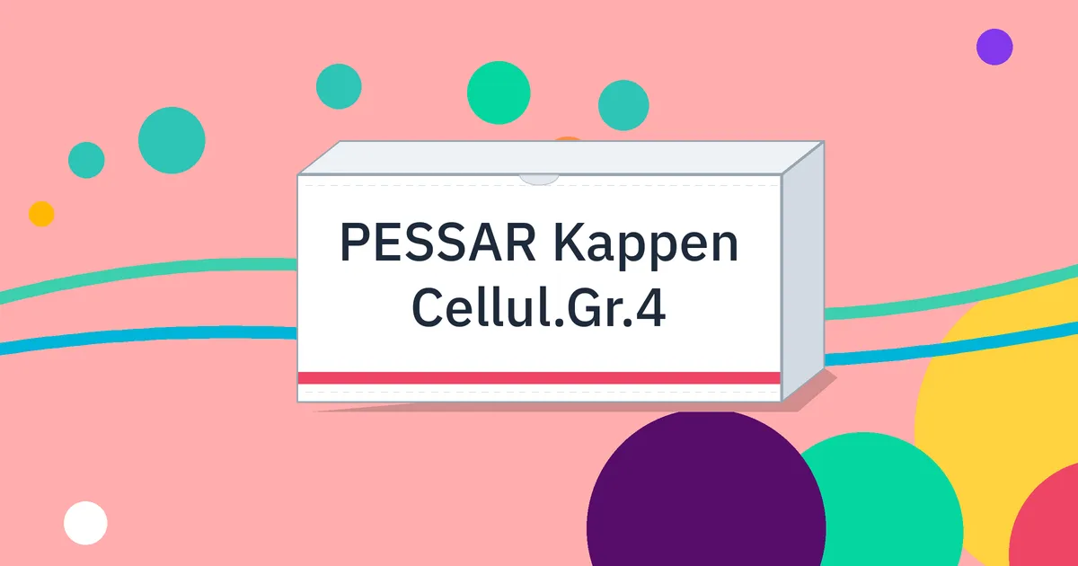 Symbolbild: Packung mit der Aufschrift PESSAR Kappen Cellul.Gr.4 (PZN 01734508) – Verfügbarkeit und Bezug in Apotheken in Frankfurt am Main