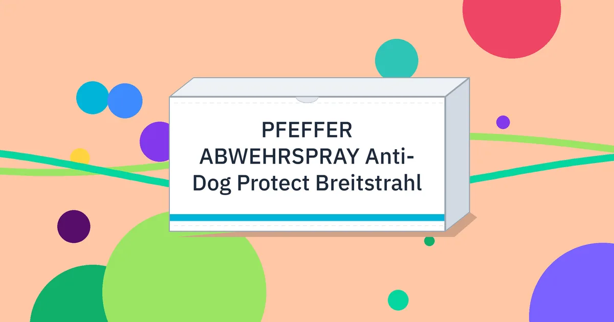 Symbolbild: Packung mit der Aufschrift PFEFFER ABWEHRSPRAY Anti-Dog Protect Breitstrahl (PZN 12386648) – Verfügbarkeit und Bezug in Apotheken in Frankfurt am Main