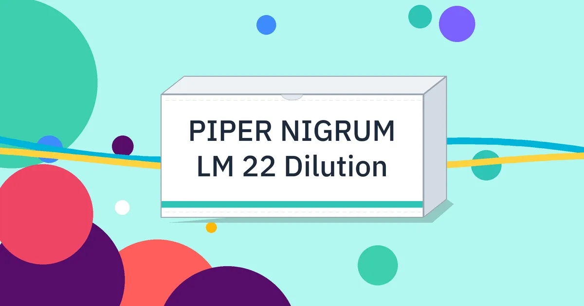 Symbolbild: Packung mit der Aufschrift PIPER NIGRUM LM 22 Dilution (PZN 13644934) – Verfügbarkeit und Bezug in Apotheken in Frankfurt am Main