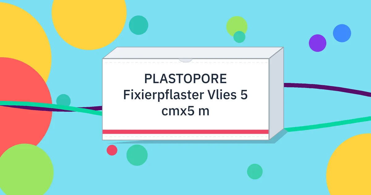 Symbolbild: Packung mit der Aufschrift PLASTOPORE Fixierpflaster Vlies 5 cmx5 m (PZN 07572886) – Verfügbarkeit und Bezug in Apotheken in Frankfurt am Main