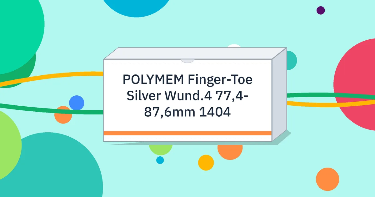 Symbolbild: Packung mit der Aufschrift POLYMEM Finger-Toe Silver Wund.4 77,4-87,6mm 1404 (PZN 12451819) – Verfügbarkeit und Bezug in Apotheken in Frankfurt am Main