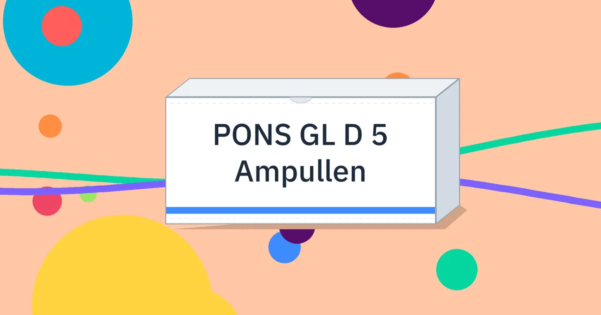 Symbolbild: Packung mit der Aufschrift PONS GL D 5 Ampullen (PZN 02953655) – Verfügbarkeit und Bezug in Apotheken in Frankfurt am Main