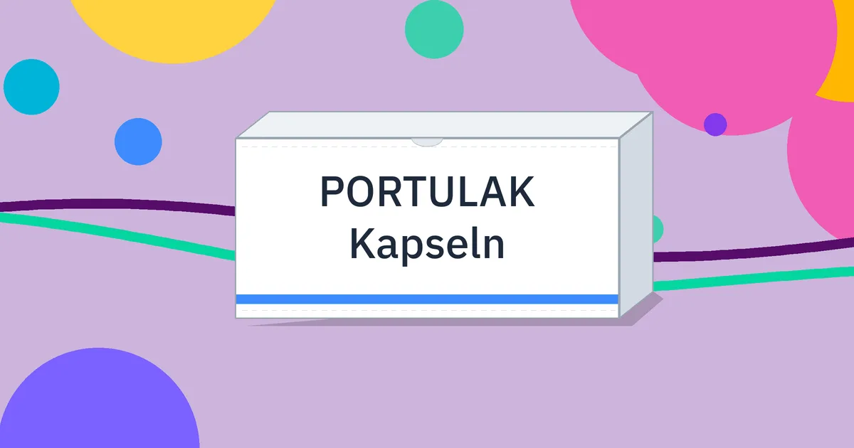 Symbolbild: Packung mit der Aufschrift PORTULAK Kapseln (PZN 04846573) – Verfügbarkeit und Bezug in Apotheken in Frankfurt am Main