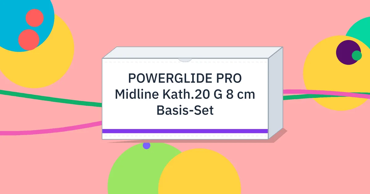 Symbolbild: Packung mit der Aufschrift POWERGLIDE PRO Midline Kath.20 G 8 cm Basis-Set (PZN 17151128) – Verfügbarkeit und Bezug in Apotheken in Frankfurt am Main