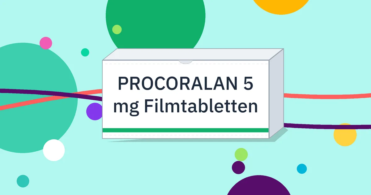Symbolbild: Packung mit der Aufschrift PROCORALAN 5 mg Filmtabletten (PZN 01689110) – Verfügbarkeit und Bezug in Apotheken in Frankfurt am Main