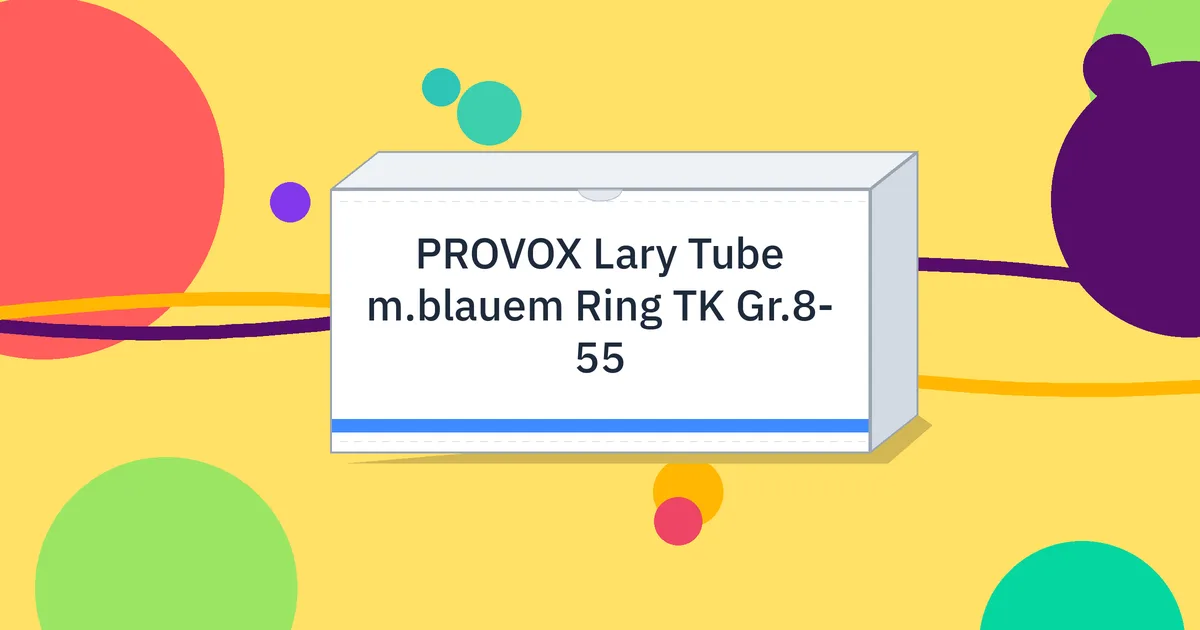 Symbolbild: Packung mit der Aufschrift PROVOX Lary Tube m.blauem Ring TK Gr.8-55 (PZN 02397237) – Verfügbarkeit und Bezug in Apotheken in Frankfurt am Main