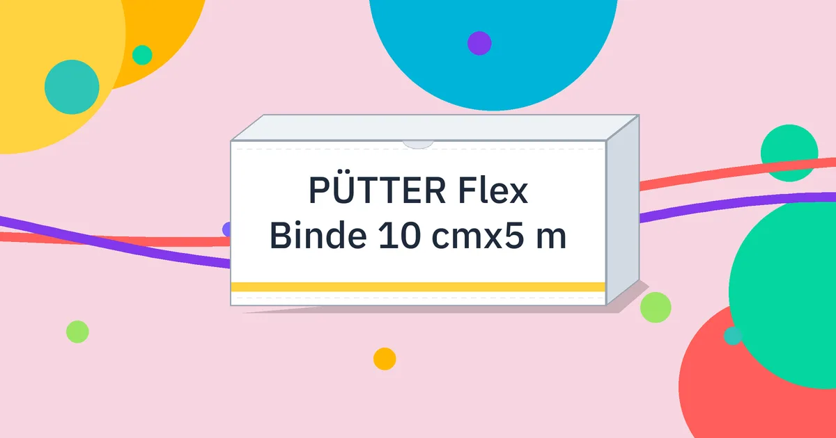 Symbolbild: Packung mit der Aufschrift PÜTTER Flex Binde 10 cmx5 m (PZN 16815595) – Verfügbarkeit und Bezug in Apotheken in Frankfurt am Main