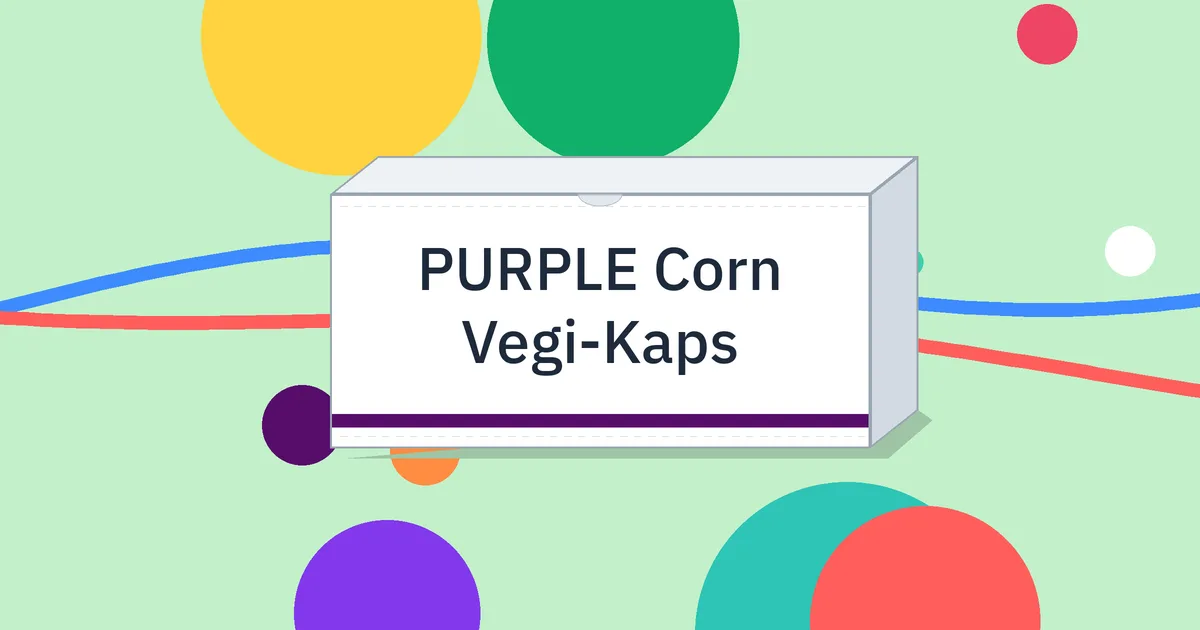 Symbolbild: Packung mit der Aufschrift PURPLE Corn Vegi-Kaps (PZN 09278702) – Verfügbarkeit und Bezug in Apotheken in Frankfurt am Main